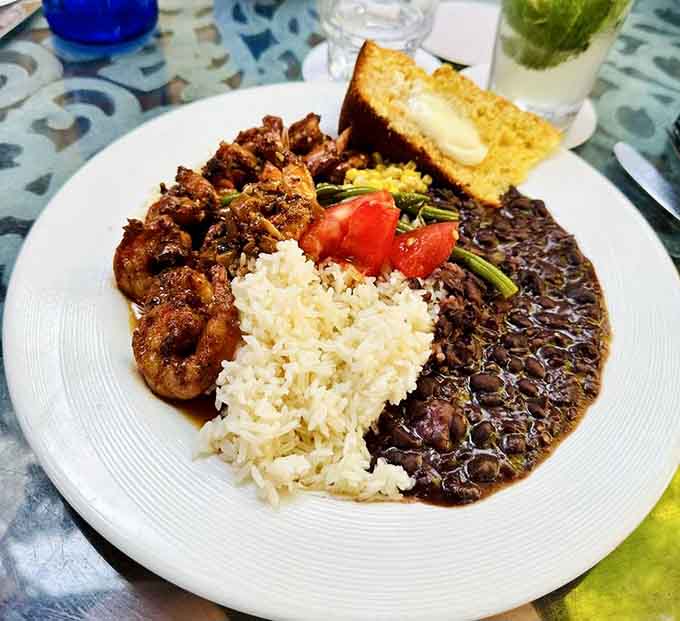 Caribbean shrimp swimming in flavors bold enough to make your taste buds stand up and applaud.