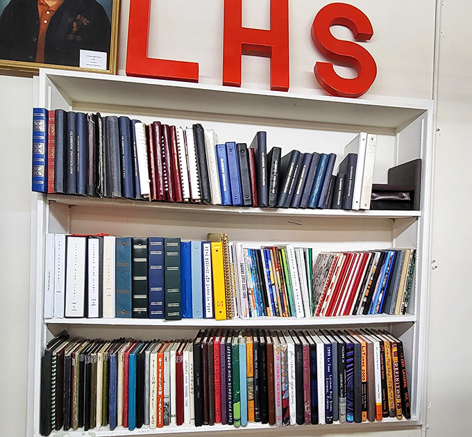 Shelves lined with leather-bound volumes and colorful spines tell Leesburg's story page by page, a library of local lore waiting to be discovered.