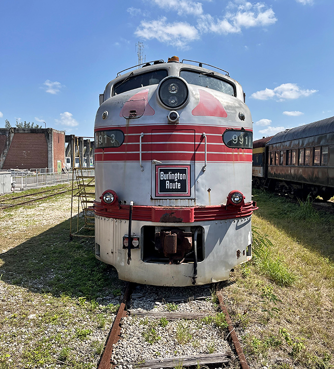 The Burlington Route's distinctive red and silver livery made these streamlined diesels not just transportation but rolling works of art crossing the American landscape.