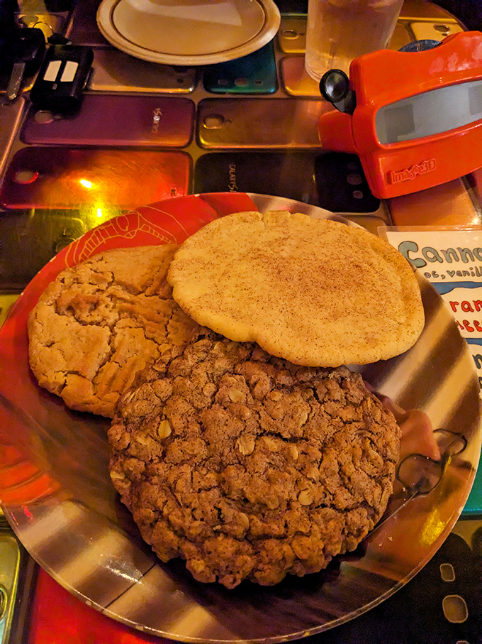 Homemade cookies that taste like they escaped from grandma's secret recipe box. Three distinct personalities on one delightful plate.