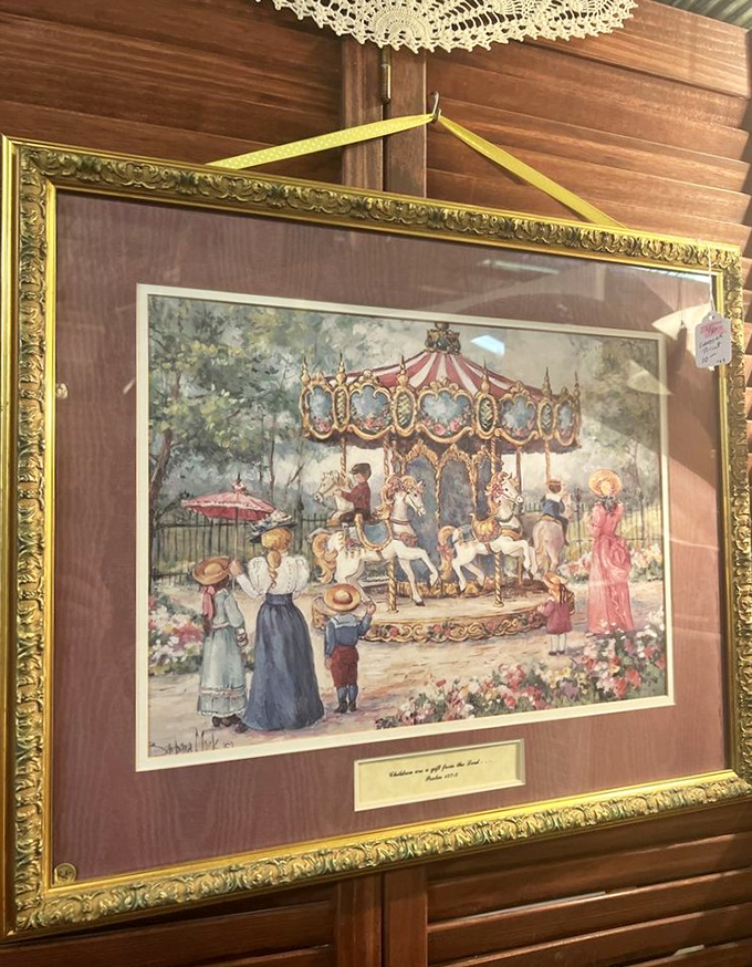 Framed moments from another era – this carousel scene captures the simple joy that never goes out of style.