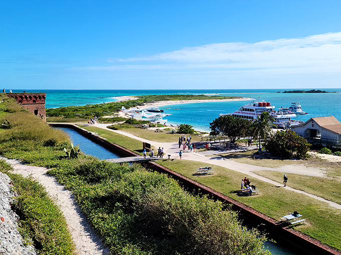 The Garden Key dock welcomes daily ferry passengers, the gateway to an island experience that hasn't fundamentally changed since the Civil War era.