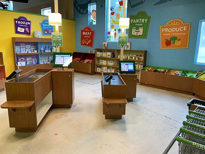Shopping becomes educational as junior grocers stock shelves and scan items in this meticulously detailed market simulation.