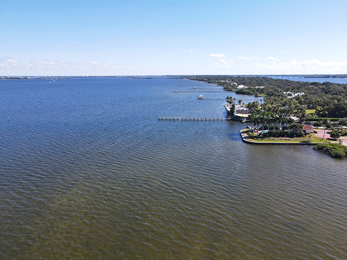 The Indian River Lagoon spreads out like nature's infinity pool, where dolphins occasionally pop by as if checking to see if you're enjoying yourself enough.