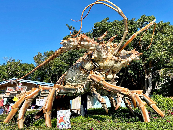 Lobster's face: The intricate detailing on Betsy's face reveals the craftsmanship that went into creating this beloved Florida Keys landmark.
