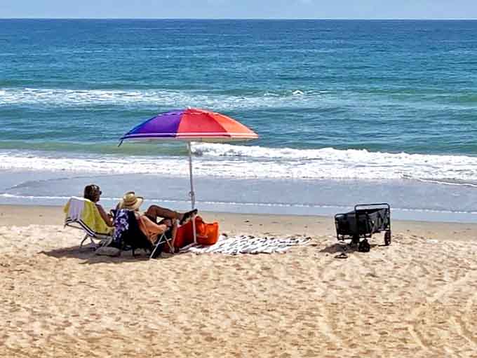 Beach therapy in session: Two wise souls have discovered the perfect prescription &ndash; salt air, sunshine, and absolutely nothing on the agenda.