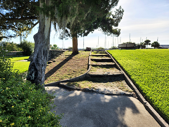 Centuries-old craftsmanship emerges from the landscape like a historical pop-up book, each stone telling part of Florida's forgotten colonial chapter.