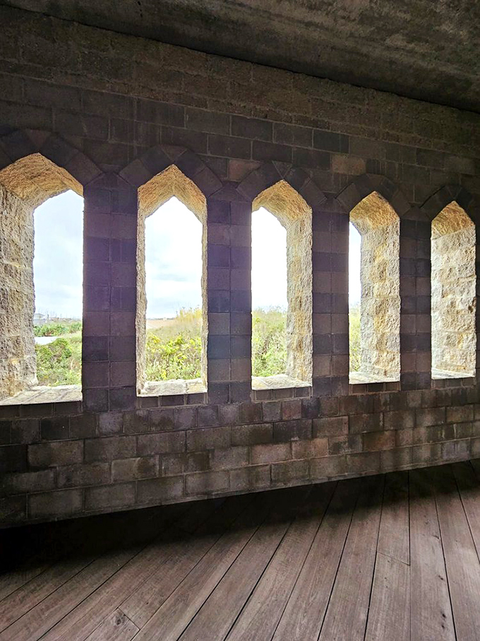 
Arrow-slit windows offering Florida views that confused medieval archers would definitely question, assuming they could see past the palm trees