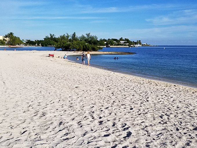 Wide open spaces: The uncrowded shoreline offers that increasingly rare beach luxury &ndash; room to spread out without hearing neighbors' conversations.