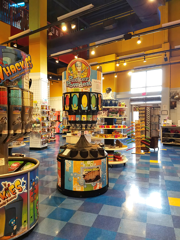 Colorful candy dispensers tempt visitors with sweet fuel for their museum exploration &ndash; because learning works up an appetite!