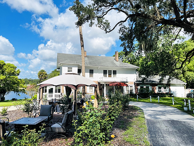 The Rose Plantation's stately white facade whispers stories of old Florida, now hosting celebrations against a backdrop of timeless elegance.
