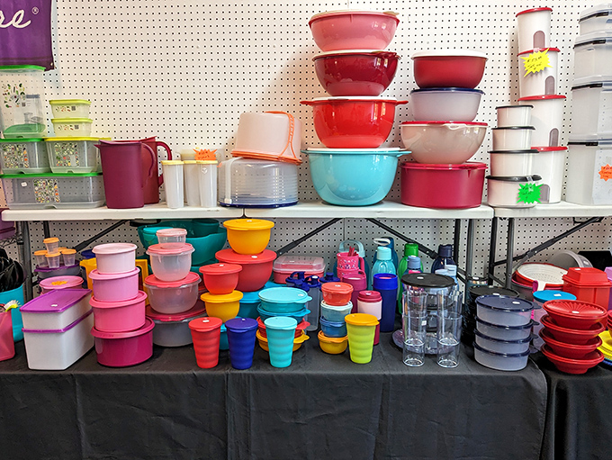 Tupperware in every conceivable color creates a plastic rainbow &ndash; suddenly meal prep and leftovers seem less like chores and more like art.
