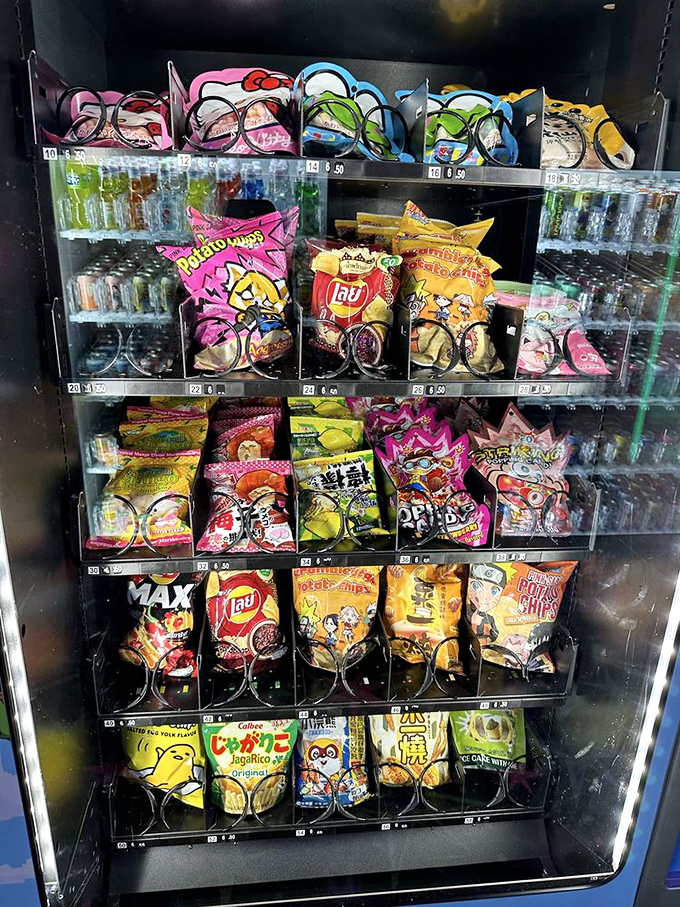 Vending machine wonderland: A United Nations of snacks from around the world. Who knew gaming fuel could be so colorfully international?