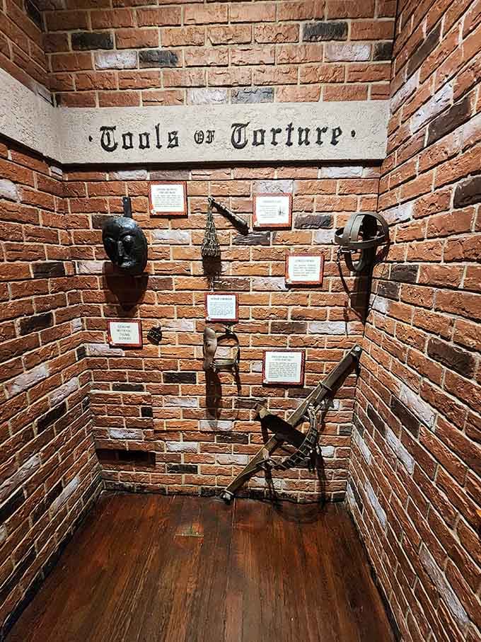 The "Tools of Torture" display reminds us that history had some seriously dark chapters worth remembering.