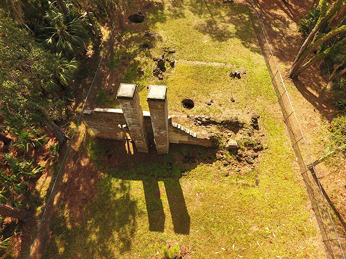 From above, the ruins reveal their impressive scale and thoughtful design &ndash; industrial archaeology frozen in time.