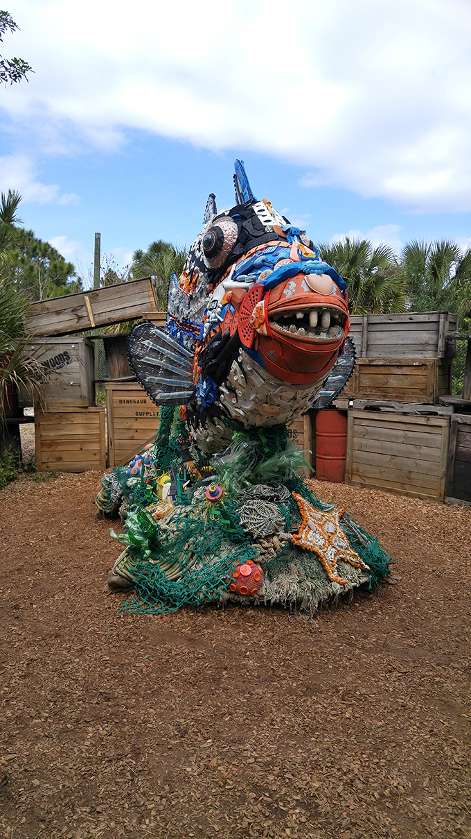 Ocean's warning: This striking fish sculpture made entirely from reclaimed plastic delivers a powerful message about marine conservation.