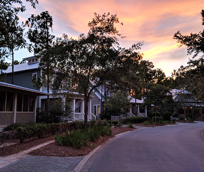 As evening falls, WaterColor's neighborhoods glow with warm light and the promise of tomorrow's adventures &ndash; or delicious nothingness.