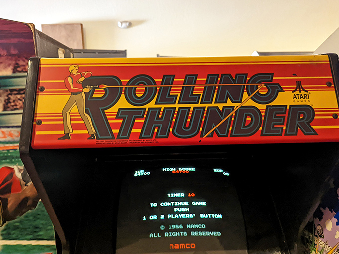 "Rolling Thunder" stands as a testament to the golden age of arcade shooters, when reflexes were king and continues cost another quarter.