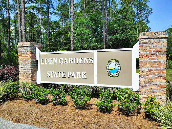 Your official invitation to paradise. This unassuming entrance sign marks the threshold between ordinary life and extraordinary natural beauty.