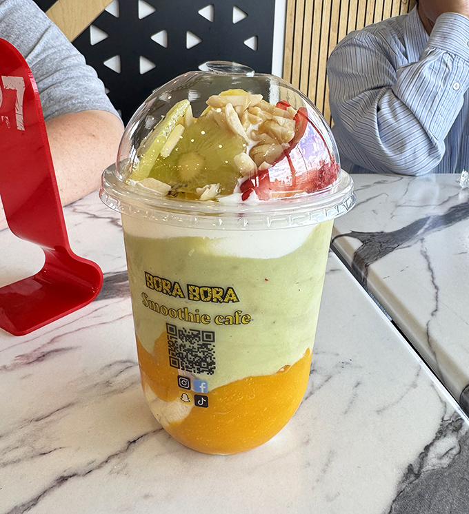 Tropical paradise in a cup – fresh fruit smoothies from the Bora Bora counter offer a refreshing alternative to typical soda options.