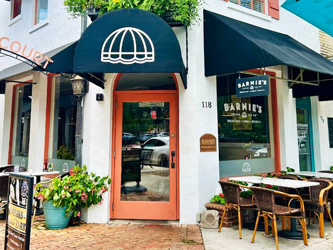 Barnie's Coffee & Tea Co. offers a cozy corner to refuel during your Winter Park adventures, with outdoor seating for prime people-watching.