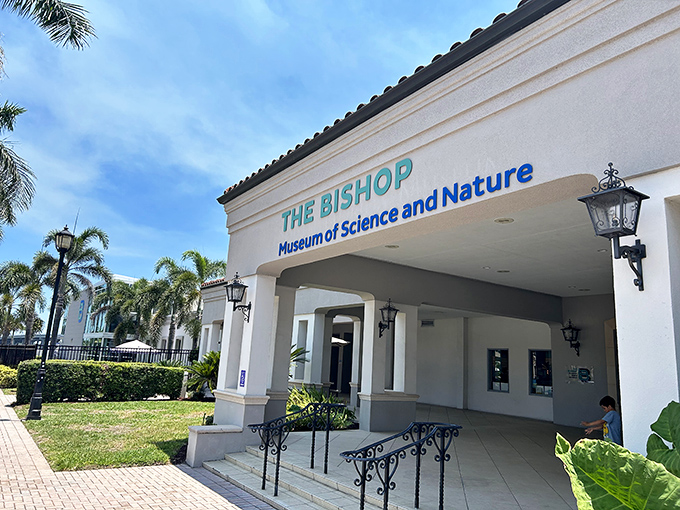 The Bishop Museum's modern entrance invites curious minds to explore Florida's natural history and scientific wonders.
