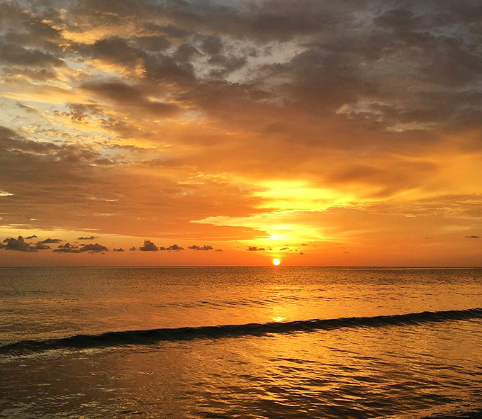 This is the jackpot of sunsets. The sky is an absolute oil painting, lighting up the Gulf of Mexico like pure liquid gold. Magnificent!