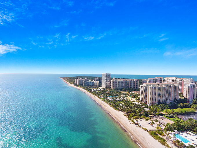 The lush landscape of Key Biscayne creates a natural paradise just minutes from Miami, with waterfront homes enjoying access to both bay and ocean.