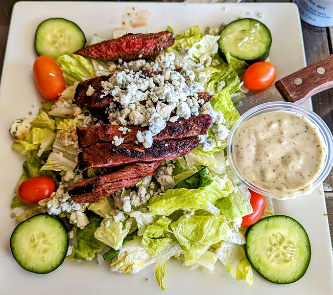 Black and Bleu Salad: Proof that salads don't have to be boring &ndash; blackened steak and blue cheese crumbles make this the salad for people who don't order salads.
