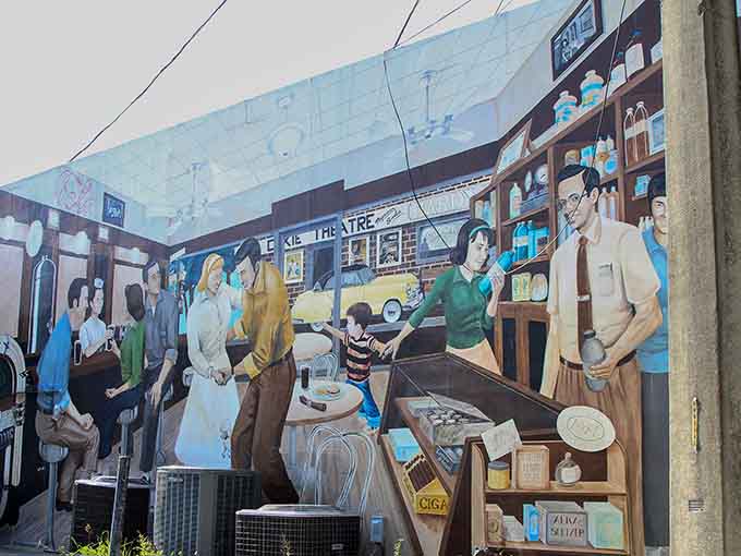 Downtown murals transform ordinary walls into canvases celebrating community life, turning a simple walk into an outdoor art experience.