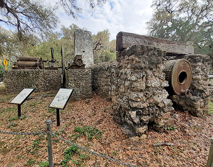 Engineering marvel of its time, this cane press extracted sweet juice from thousands of sugarcane stalks harvested by enslaved workers.