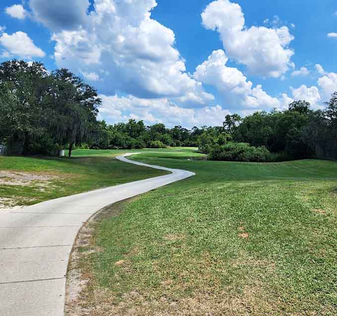 Winding cart paths lead you through a landscape so pretty you might forget you're supposed to be keeping score and watching your ball.