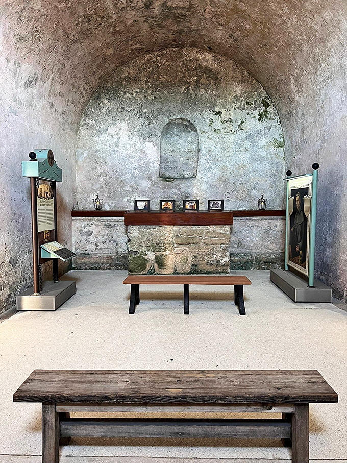 The fort's chapel offered spiritual comfort to soldiers far from home, its simple design reflecting military practicality.