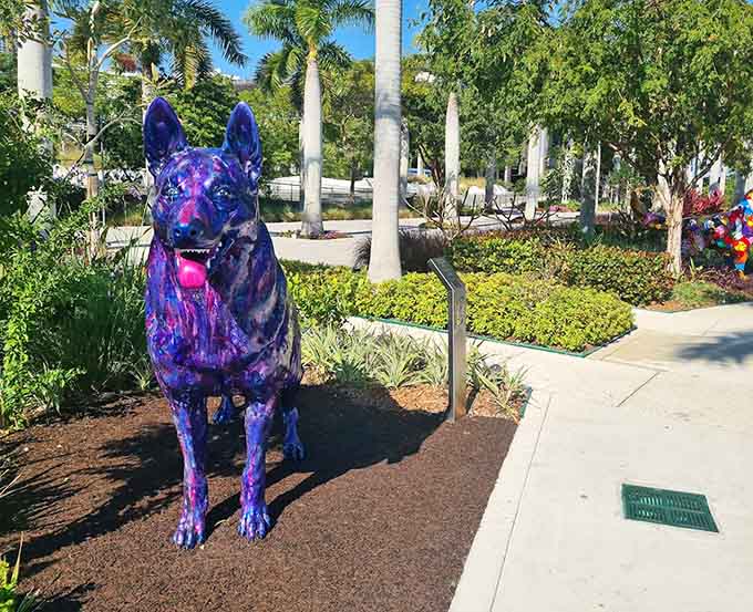 Palm trees and painted pets create the most Miami combination possible, minus the humidity and traffic on I-95.