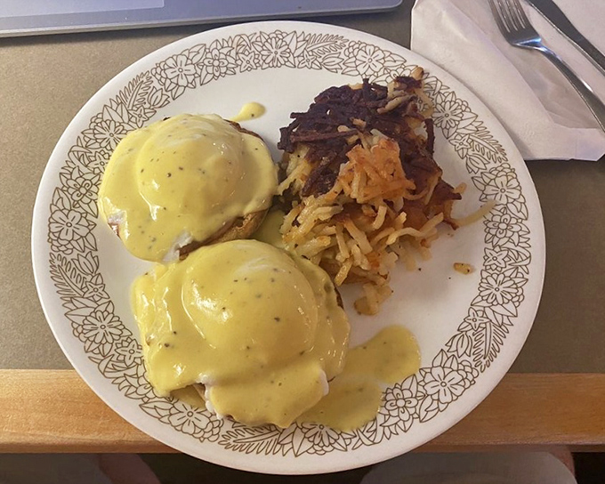 Eggs Benedict &ndash; breakfast's prom queen. That hollandaise blanket and those crispy hash browns are the stuff of morning fantasies.