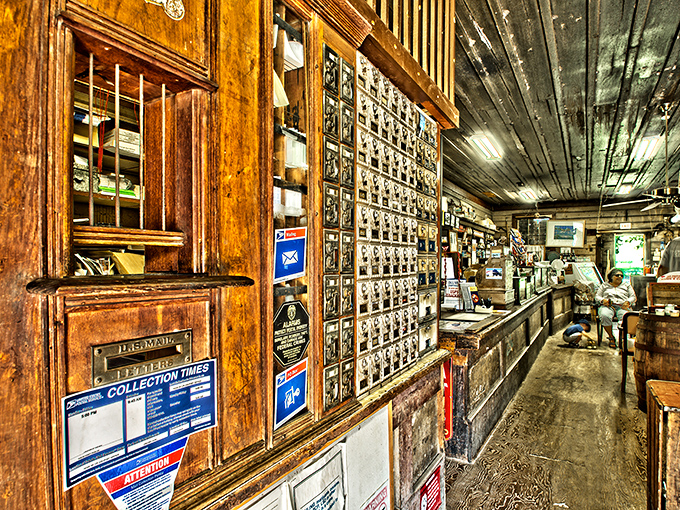 The post office section stands like a fortress of communication, where letters still matter and "You've Got Mail" isn't just a movie title.