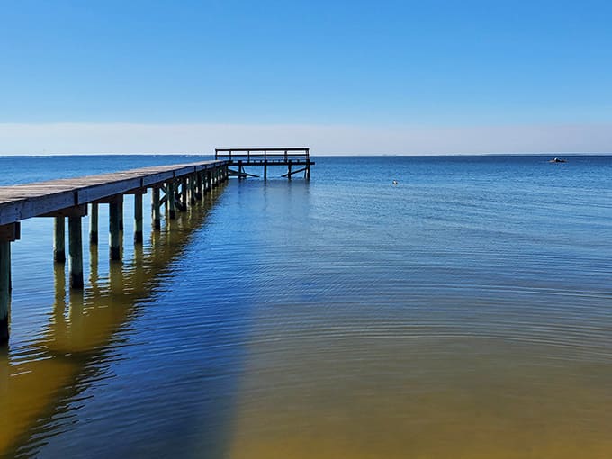 Wooden pier: This humble walkway stretches toward the horizon like an invitation to contemplation, no admission fee required.
