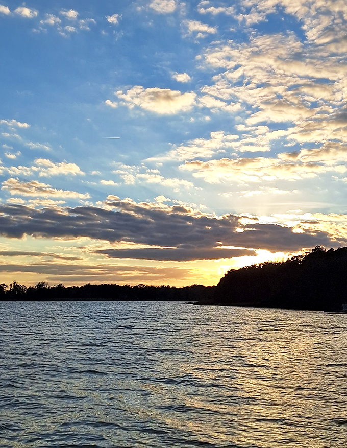 Lake Yale's golden hour transforms ordinary water into liquid gold, a daily light show that locals never take for granted.