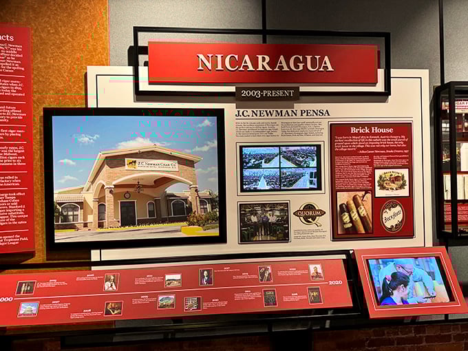 The Nicaragua display showcases the global connections that bring the finest tobacco to Tampa. Geography lessons never smelled this good!