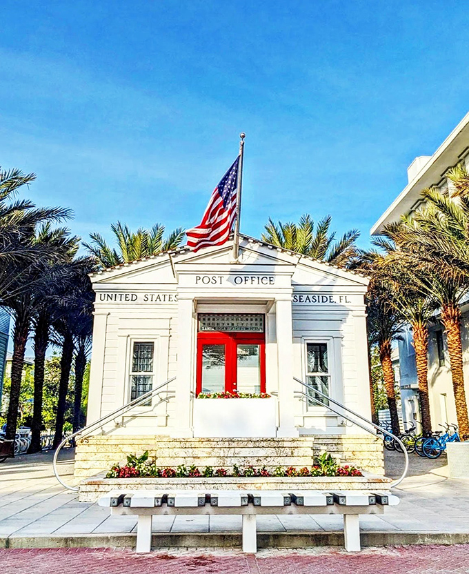 Seaside's charming post office might be America's most photographed mail facility, its crisp white facade and red door practically begging for a postcard moment.