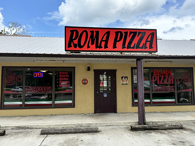 Roma Pizza may not have neon lights or fancy decor, but locals know that behind that simple storefront lies pizza worth writing home about.