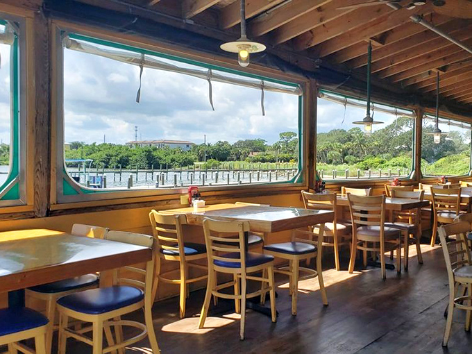 Window seats that make you forget what day it is. The water view alone is worth the drive to Sebastian.