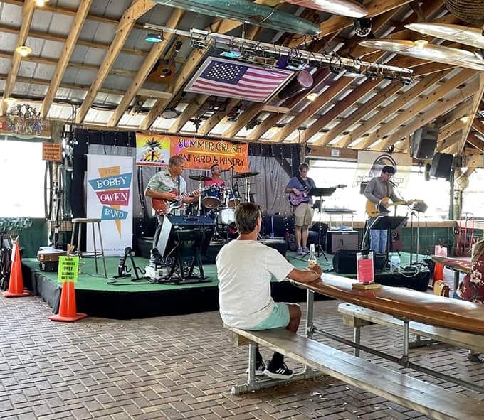 Live music fills the pavilion as local musicians provide the soundtrack to countless perfect afternoons and spontaneous dance moves.