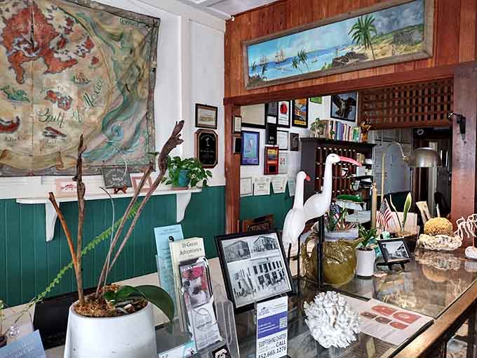 Vintage maps and nautical memorabilia decorate the walls, each piece a conversation starter for guests who appreciate history with their hospitality.