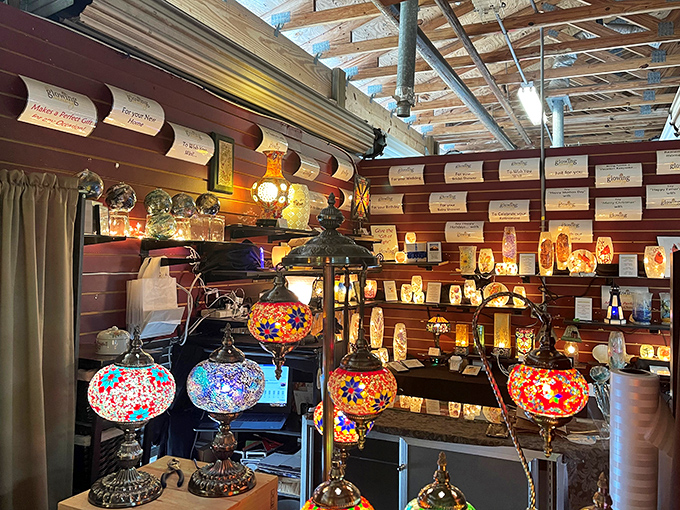 These Turkish mosaic lamps transform ordinary rooms into exotic retreats, casting kaleidoscopic patterns that dance across walls like captured rainbows.