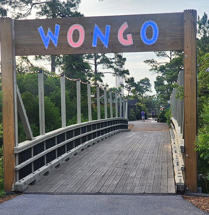 Cross the WONGO bridge and leave ordinary behind &ndash; this wooden walkway serves as the threshold between the real world and this pocket dimension of fun.