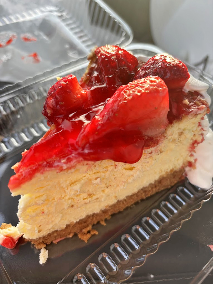 Strawberry cheesecake that makes dieting seem like a concept invented by people who've never experienced true joy&mdash;creamy, rich, and worth every calorie.