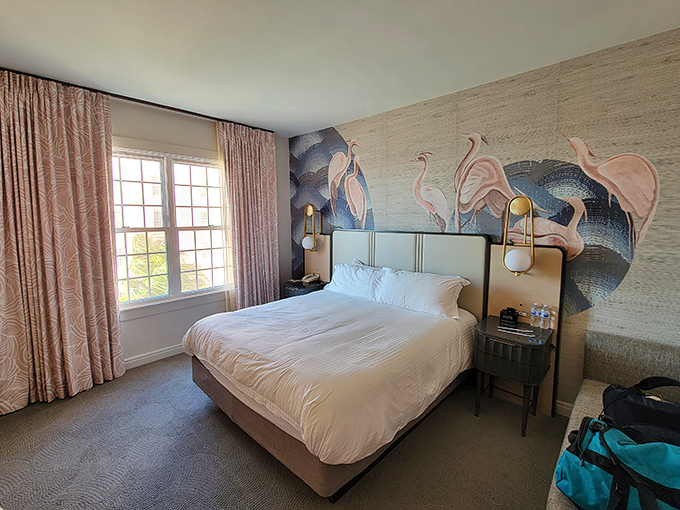 Guest rooms blend comfort with elegance, featuring plush bedding and artistic touches that make even sleeping feel like a luxury experience.