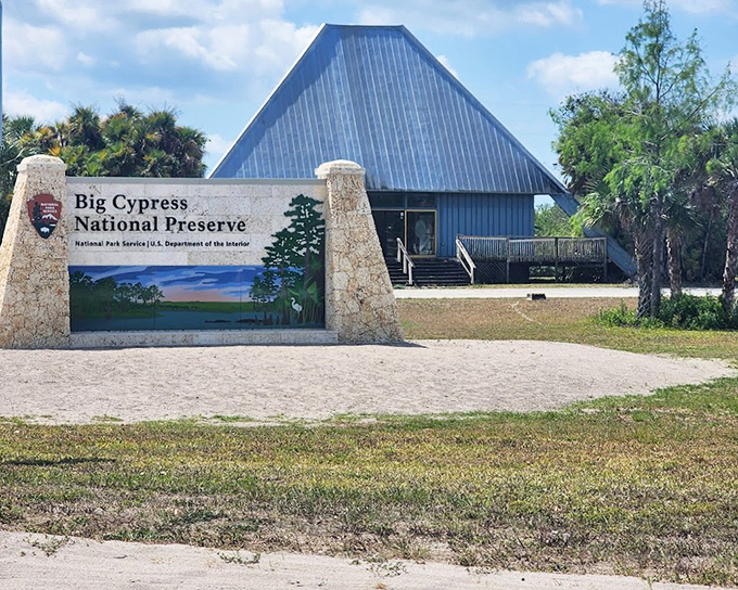 The distinctive pyramid-shaped visitor center stands as the gateway to 720,000 acres of wild, wonderful wetlands.
