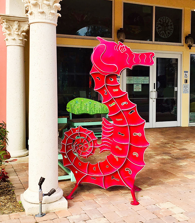 The seahorse bench: half marine fantasy, half functional seating, and 100% guaranteed to make your Instagram followers jealous.